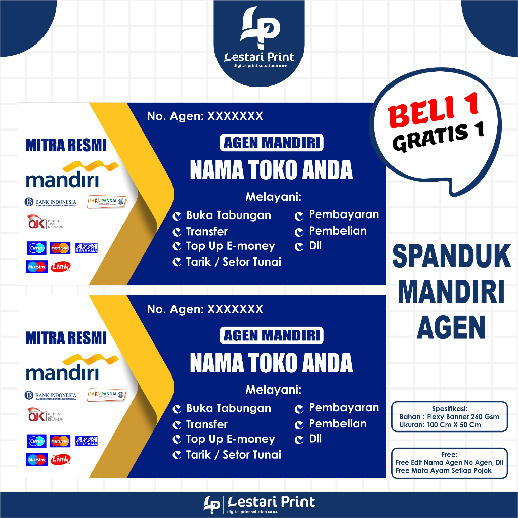 Jual SPANDUK AGEN MANDIRI / BANNER AGEN MANDIRI / BELI 1 GRATIS 1 ...