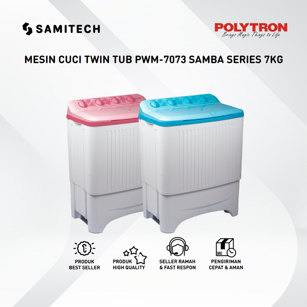 Jual MESIN CUCI POLYTRON DUA TABUNG TWIN TUB PWM-7073 7073 7KG | Shopee Indonesia