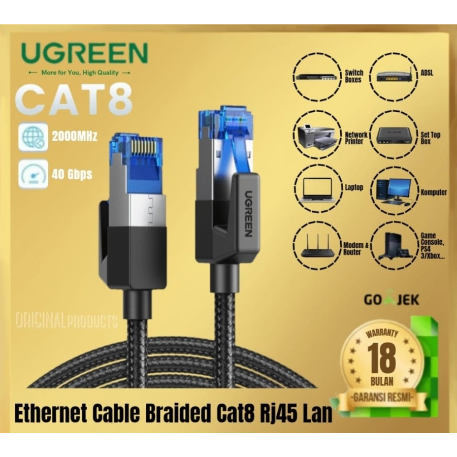 Jual Ugreen kabel lan cat 8 ethernet rj45 cat8 gigabit 40gbps network ...