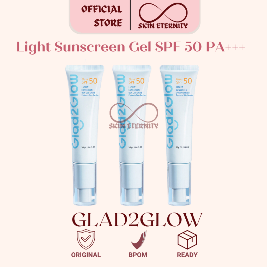 Jual Glad2Glow Light Sunscreen Gel UV SPF50 PA+++ 30g | Sunscreen 5X ...