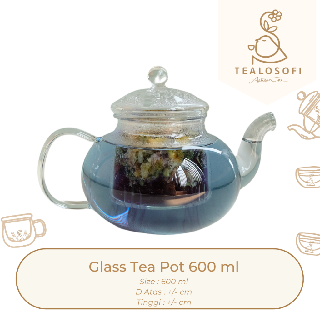 Jual Glass Teapot 600 ml - Teko Kaca Teh - Tealosofi Tea | Shopee Indonesia