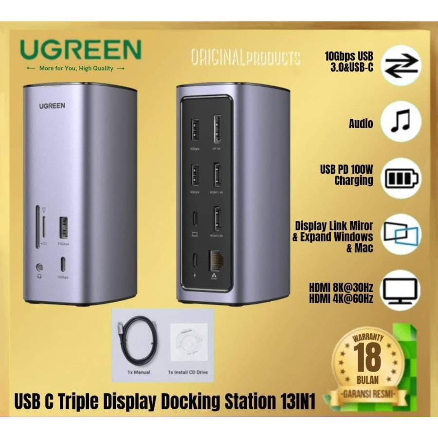 Jual UGREEN Usb HUB Multi Screen Display Docking Station 8K HDMI DP 4K ...