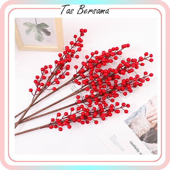 Jual Bunga Cherry Artificial/ Tangkai Cherry/ Bunga Red Berry / Bunga ...