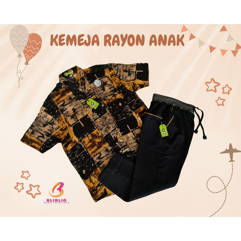 Jual COD/GRATIS ONGKIR/Setelan Kemeja Anak Rayon Motif Terbaru Gaya ...
