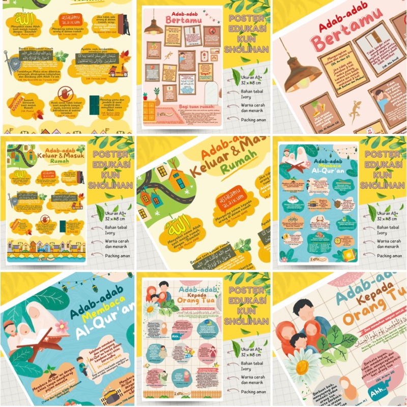 Jual Edisi Poster Adab Islam - Poster Edukasi Kun Sholihan | Shopee ...