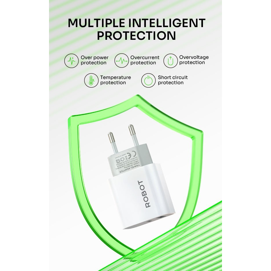 Jual Robot RT-K8 & RT-K8 PLUS 2.4A Dual Output USB-A + USB-C Charger ...