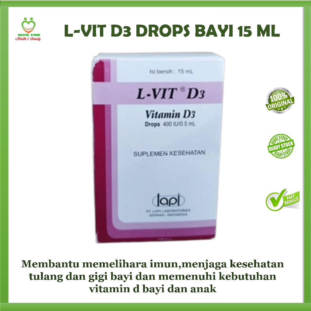 Jual L-VIT L VIT D3 DROPS BAYI BOTOL 15 ML Vitamin D3 Drops untuk bayi,Vitamin Tulang dan Tumbuh ...