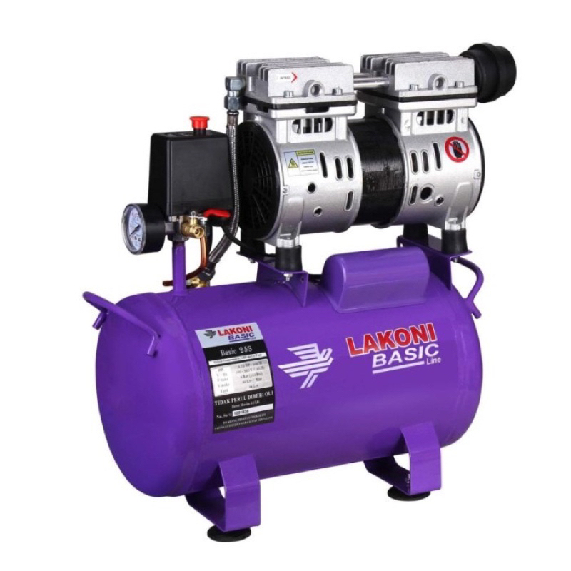 Jual LAKONI BASIC 25S Kompresor Silent 3/4HP 24 Liter Oiless Air ...