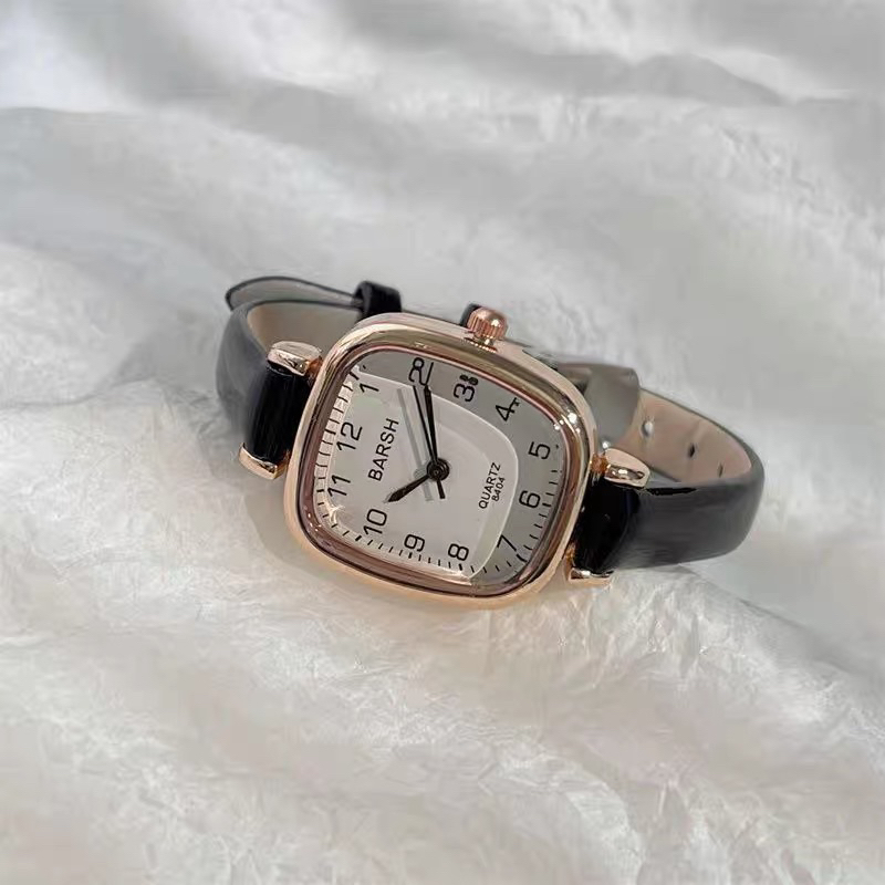 Jual Jam Tangan Wanita Tali Kulit Barsh Model Angka Jam Analog Fashion ...