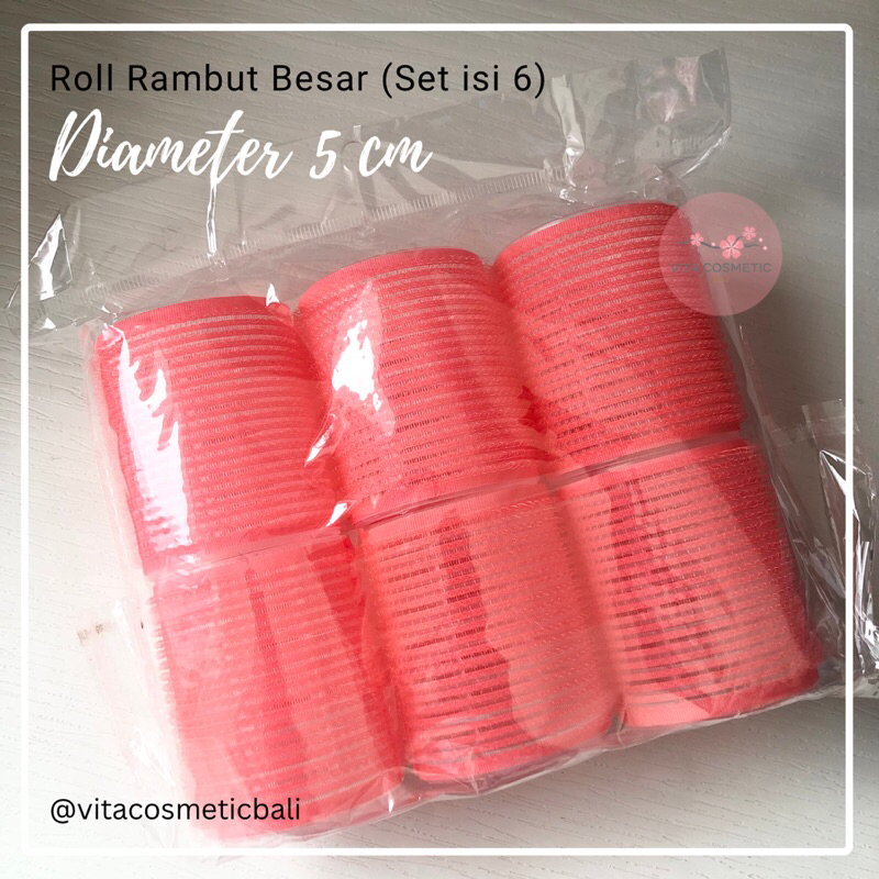 Jual 1 Set isi 6 Roll Rambut 4cm 5cm Tempel Besar Jumbo Tempelan Poni ...