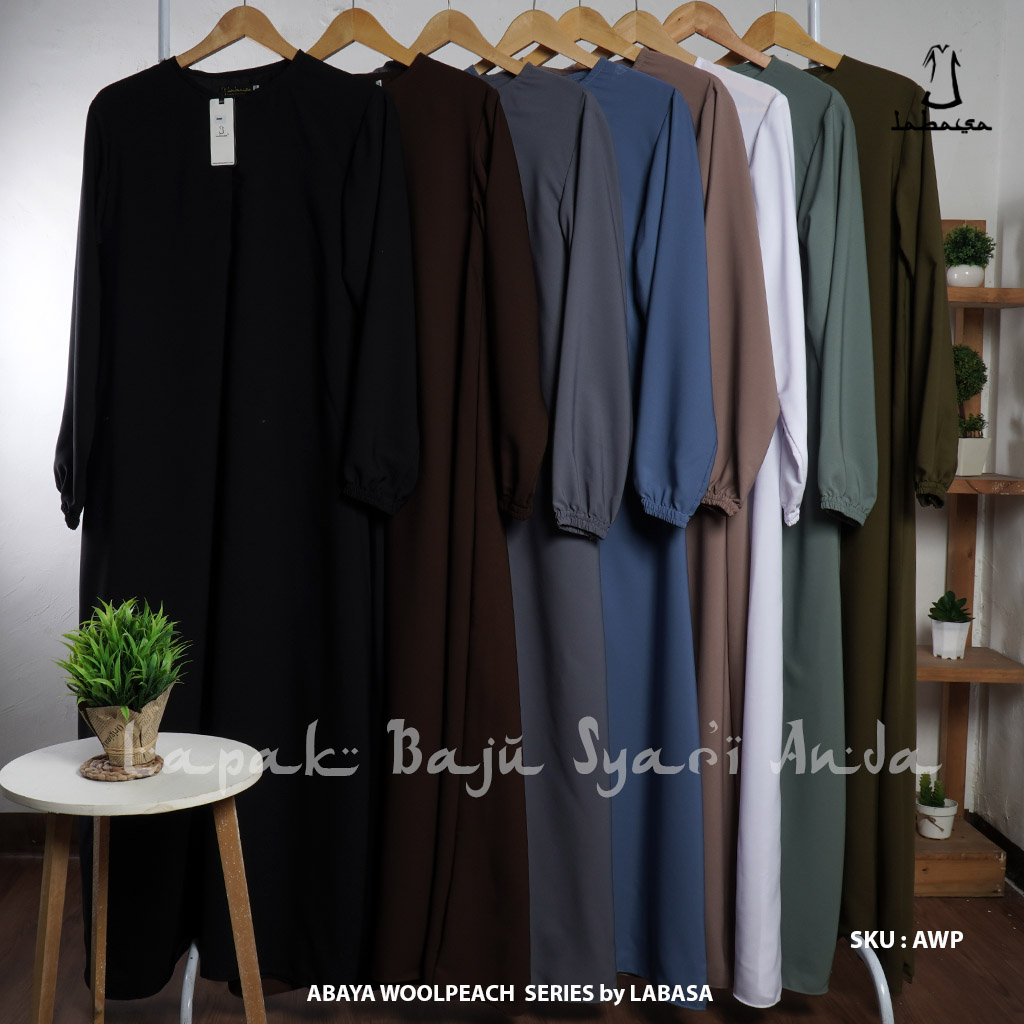 Jual Gamis Abaya Wolfis Wolvis Woolpeach Hitam Polos fathimah Series ...