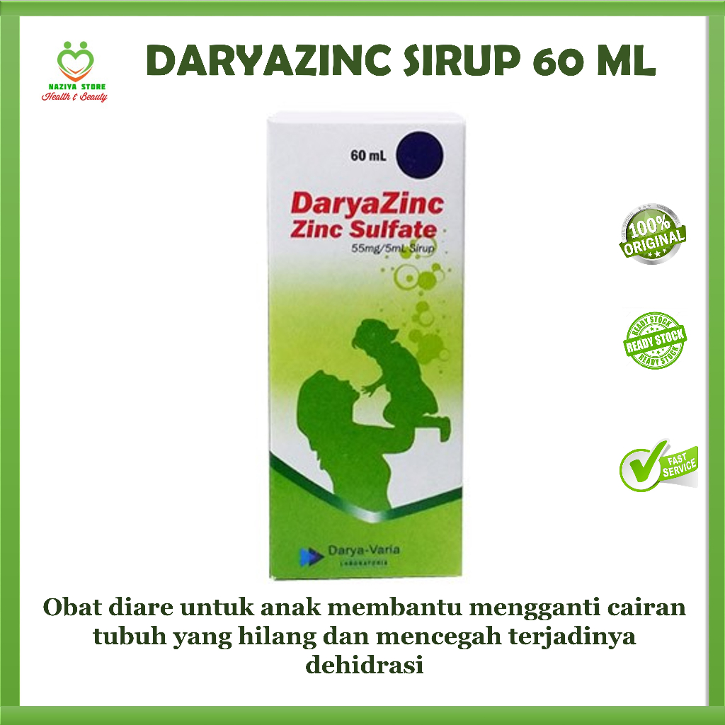 Jual DARYAZINC SIRUP 60 ml Sirup Zinc Sulfat Obat Diare Anak - Oralit anak | Shopee Indonesia