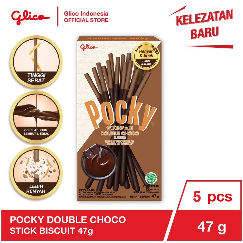 Jual Pocky Biskuit Stik Double Chocolate 47 gr x 5 | Shopee Indonesia