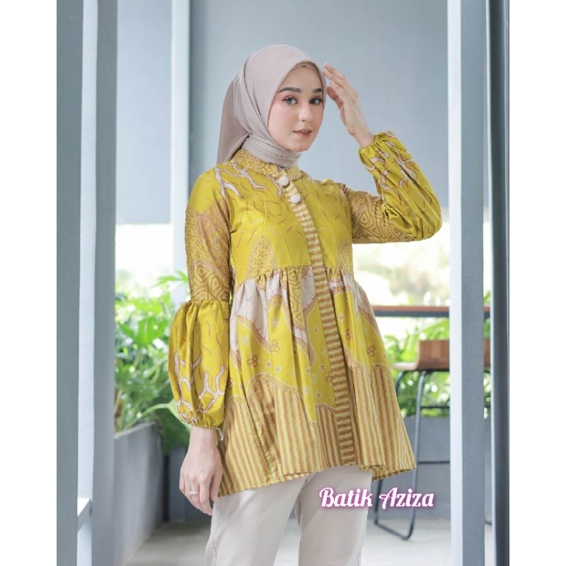 Jual Batik Wanita Modern Kancing Depan Lengan Balon Blus Akarsana by ...