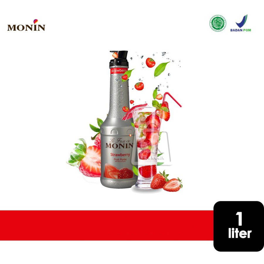 Jual Monin Puree Strawberry (Botol 1 Liter) | Shopee Indonesia
