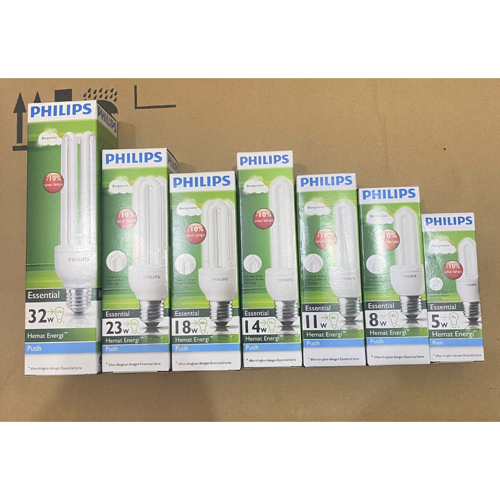 Jual Philips Essential 5w, 8w, 11w, 14w, 18w, 23w PUTIH | Shopee Indonesia