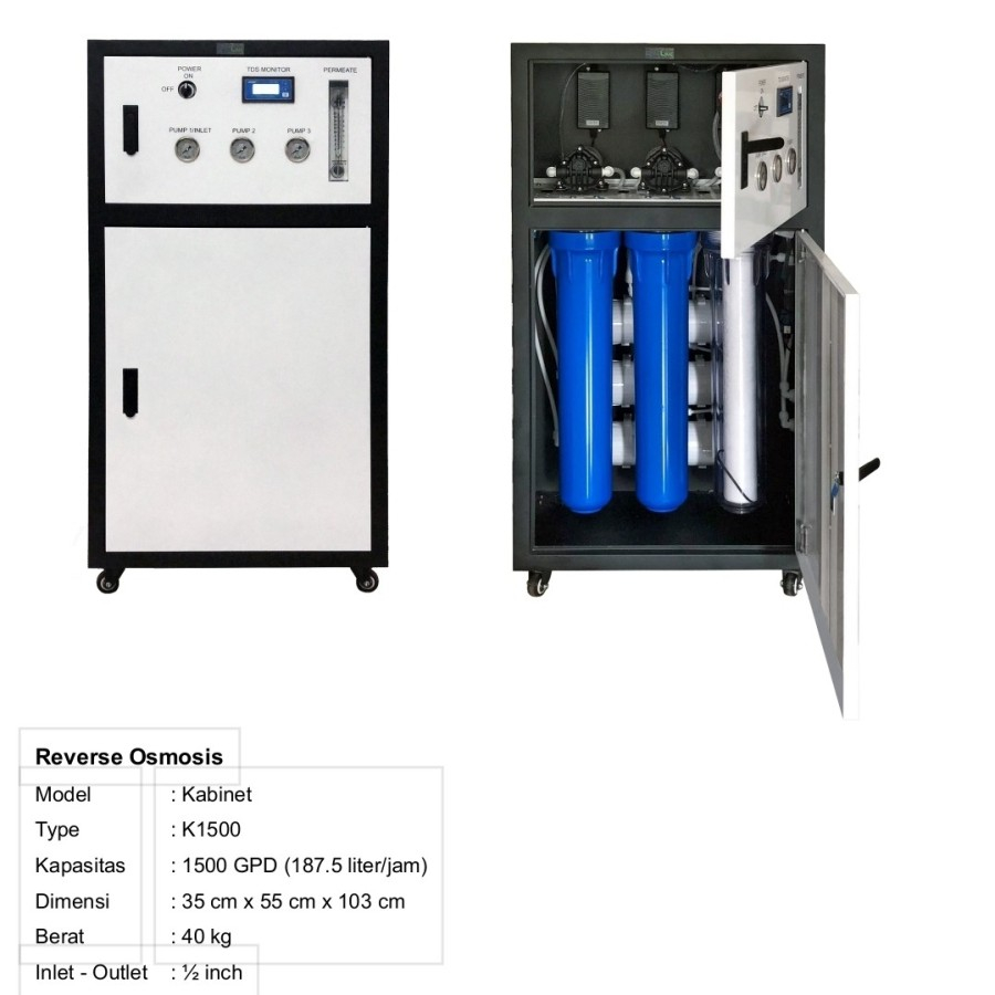 Jual Mesin RO 1500 gpd BOX 250galon- Reverse Osmosis 1500gpd kabinet ...