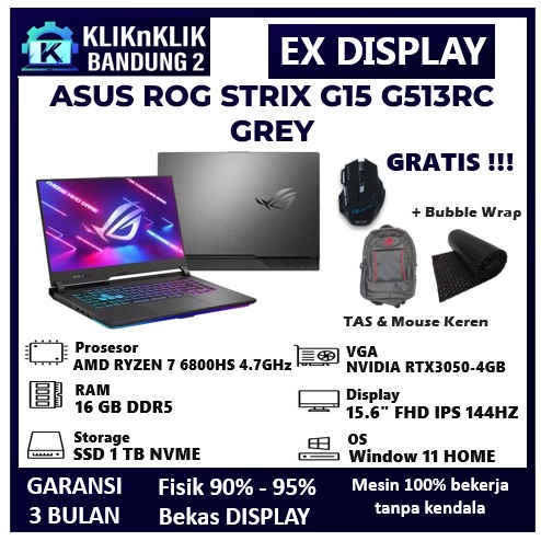Jual Laptop gaming Asus ROG Strix G15 G513RC AMD ryzen 7 RTX3050-4GB ...
