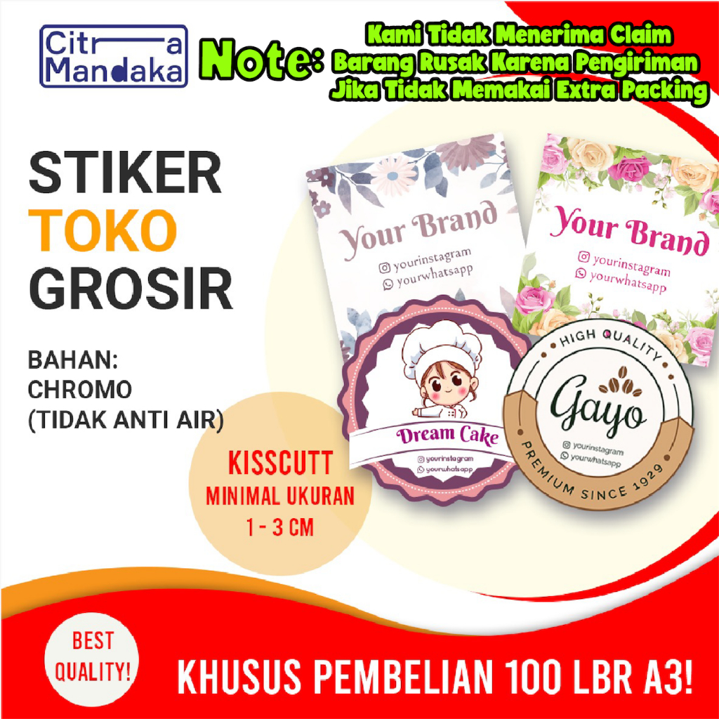Jual Cetak Sticker Chromo Grosir A3 Ukuran Kecil | Stiker Botol Minuman ...