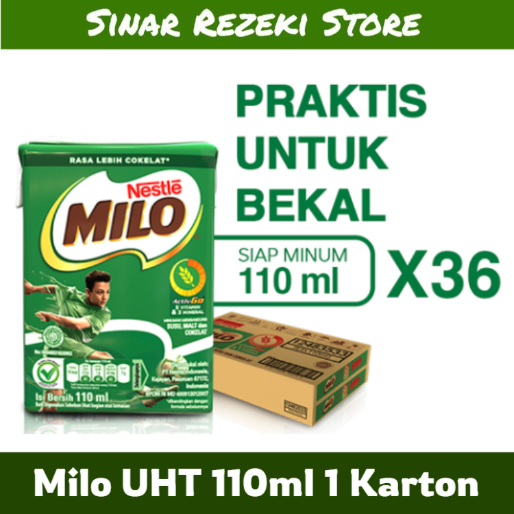 Jual milo uht 110ml per dus / susu cokelat / minuman sehat / susu UHT ...