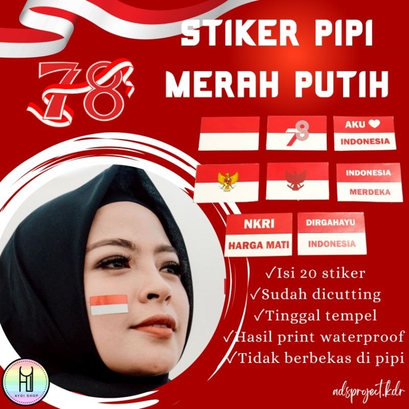 Jual (Isi 20) STIKER PIPI BENDERA KEMERDEKAAN INDONESIA MERAH PUTIH ...