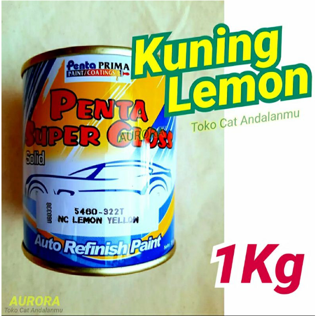 Jual Cat Kuning Lemon Yellow Solid 1Kg Penta Super Gloss 1Kilo 1 Liter ...