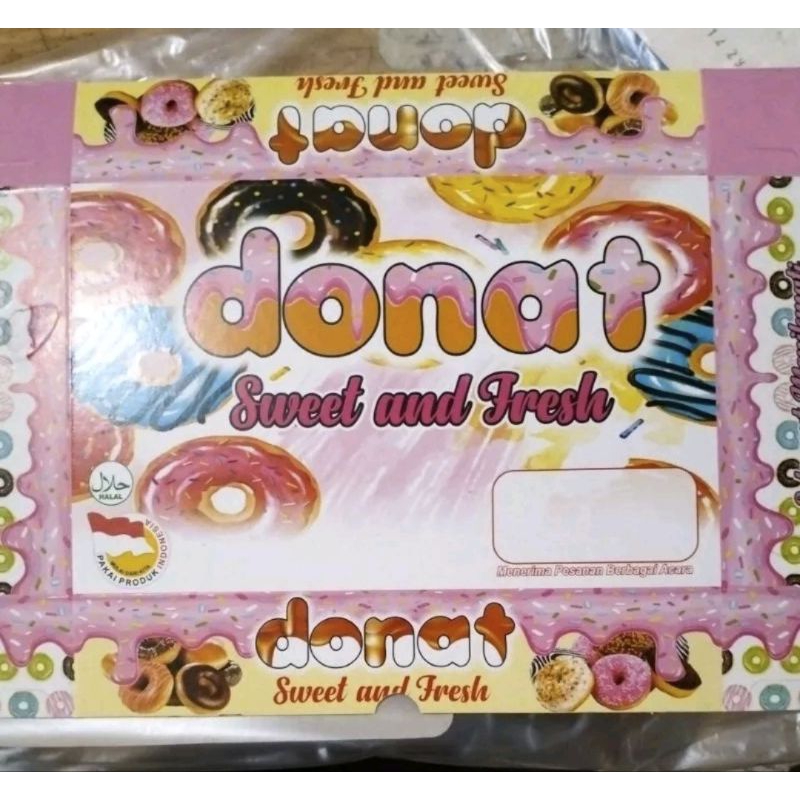 Jual (100 lembar) Kotak donat untuk donat mini ukuran 21x13,5cm ...