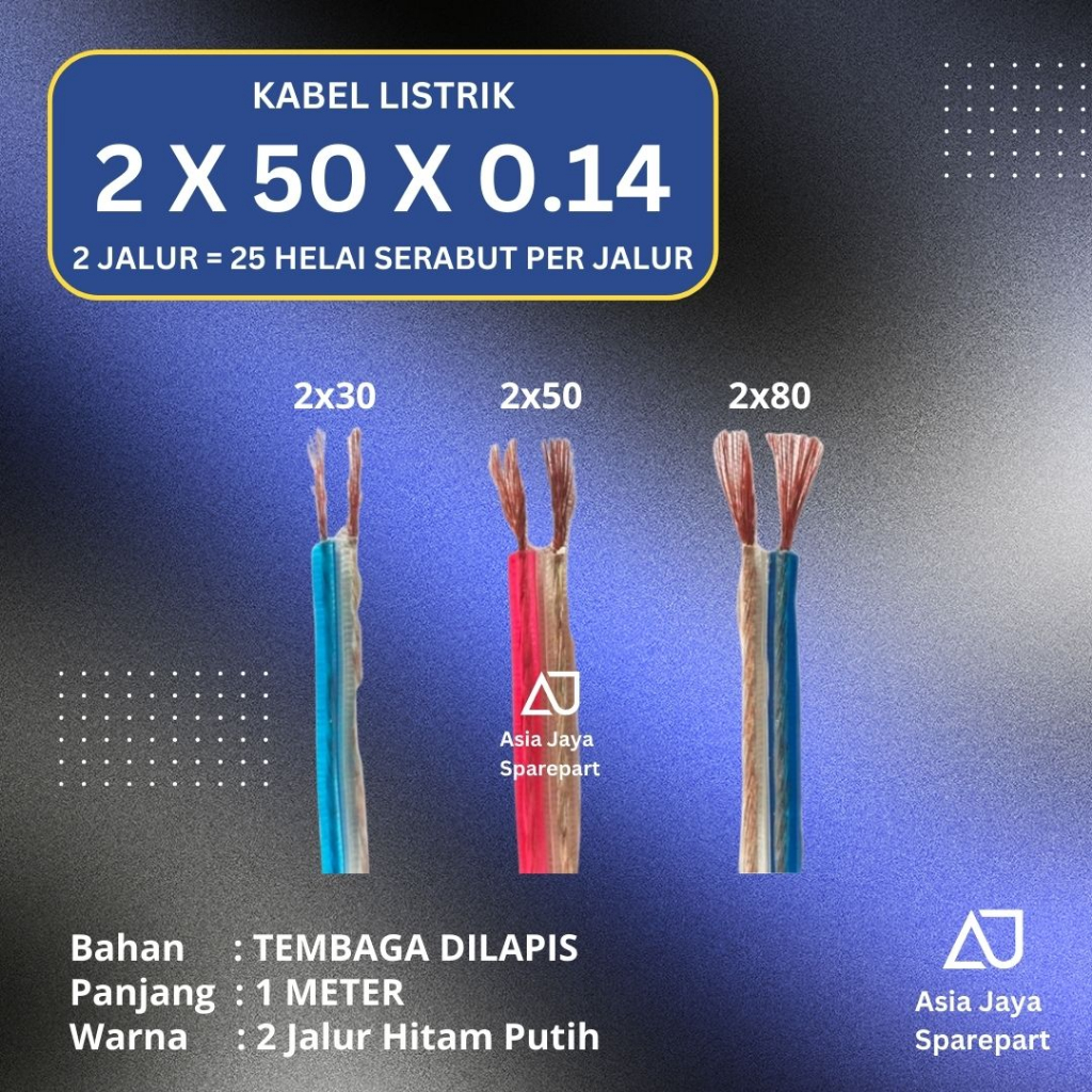 Jual [2x50] [Per 1 Meter] Kabel Listrik 2 Arus Hitam Putih Kabel Audio ...