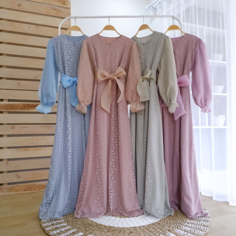 Jual Maida Longdreds MIX Organza || Dress Brokat Cantik 105cm | Shopee ...