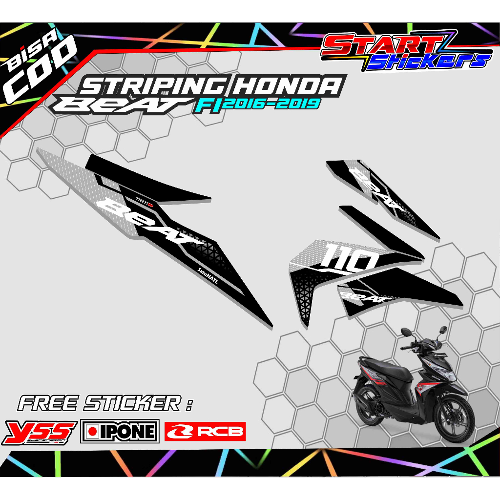 Jual STRIPING VARIASI MOTOR HONDA BEAT FI 2016-2019 / STIKER LIST ...