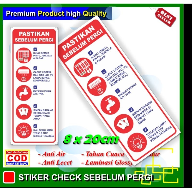 Jual Stiker check list sebelum pergi sticker pastikan sebelum pergi ...
