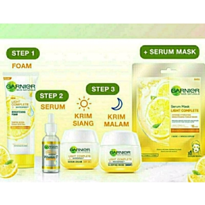 Jual Paket Lengkap Isi 5 pcs Garnier Bright Complete Serum 30ml + Day ...