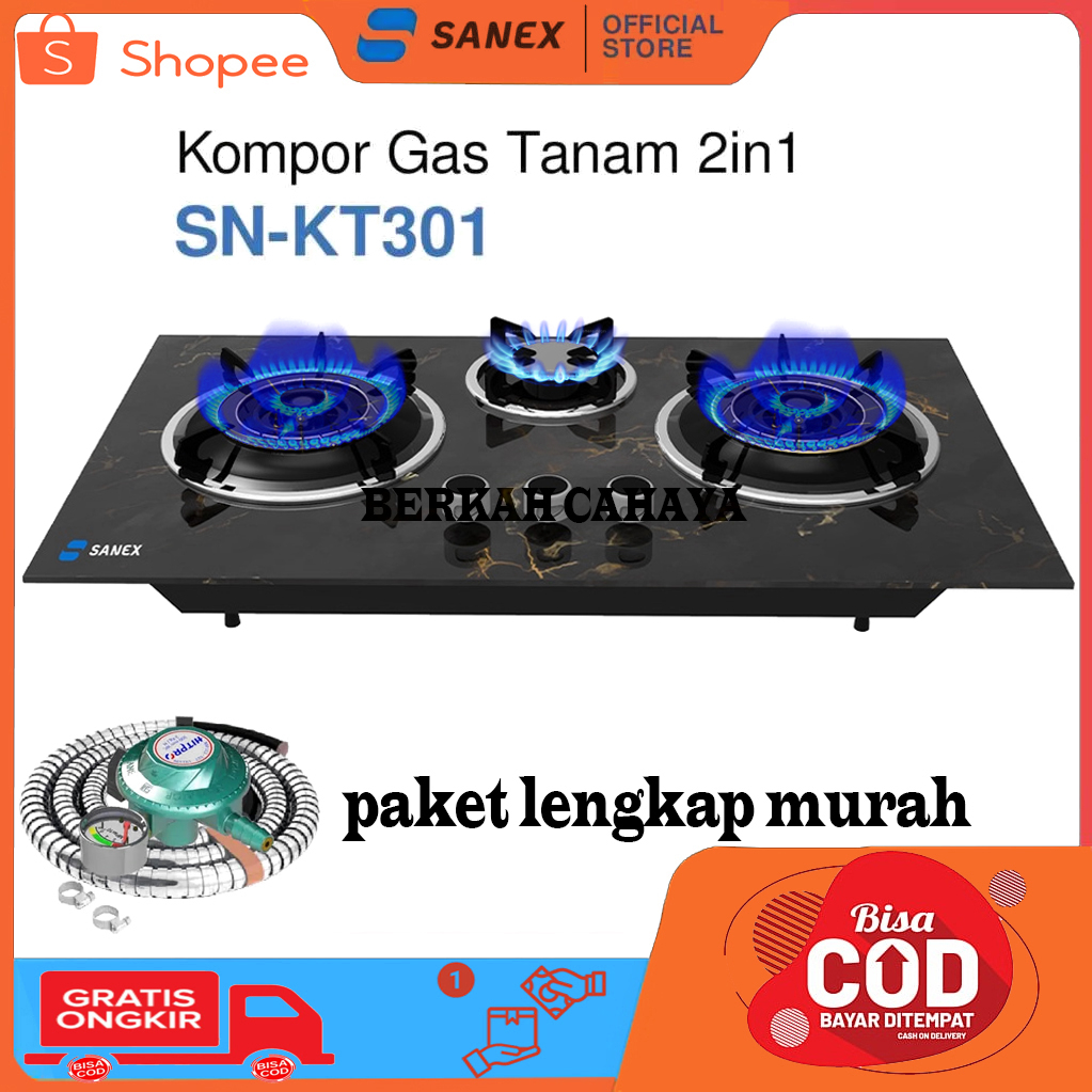 Jual SANEX Kompor Tanam & Meja Kaca 3 Tungku 2 In 1 Marble Series SN-KT301 Api Tornado Warna ...