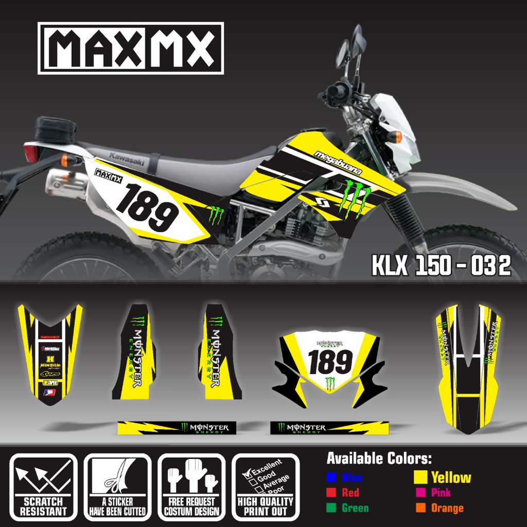 Jual decal klx 150 old keren full body stiker warna monster energy ...