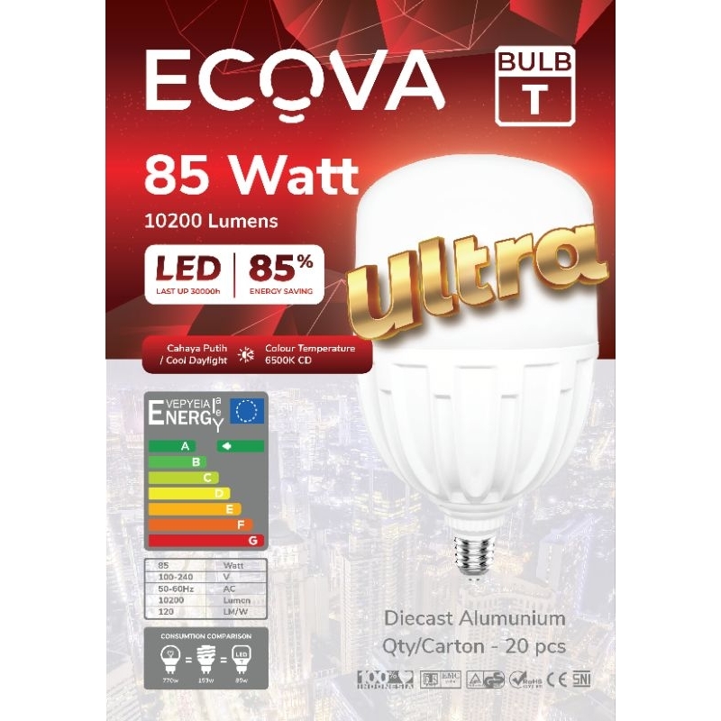 Jual Lampu LED ULTRA Kapsul ECOVA ( 45w / 55w / 85w ) | Shopee Indonesia