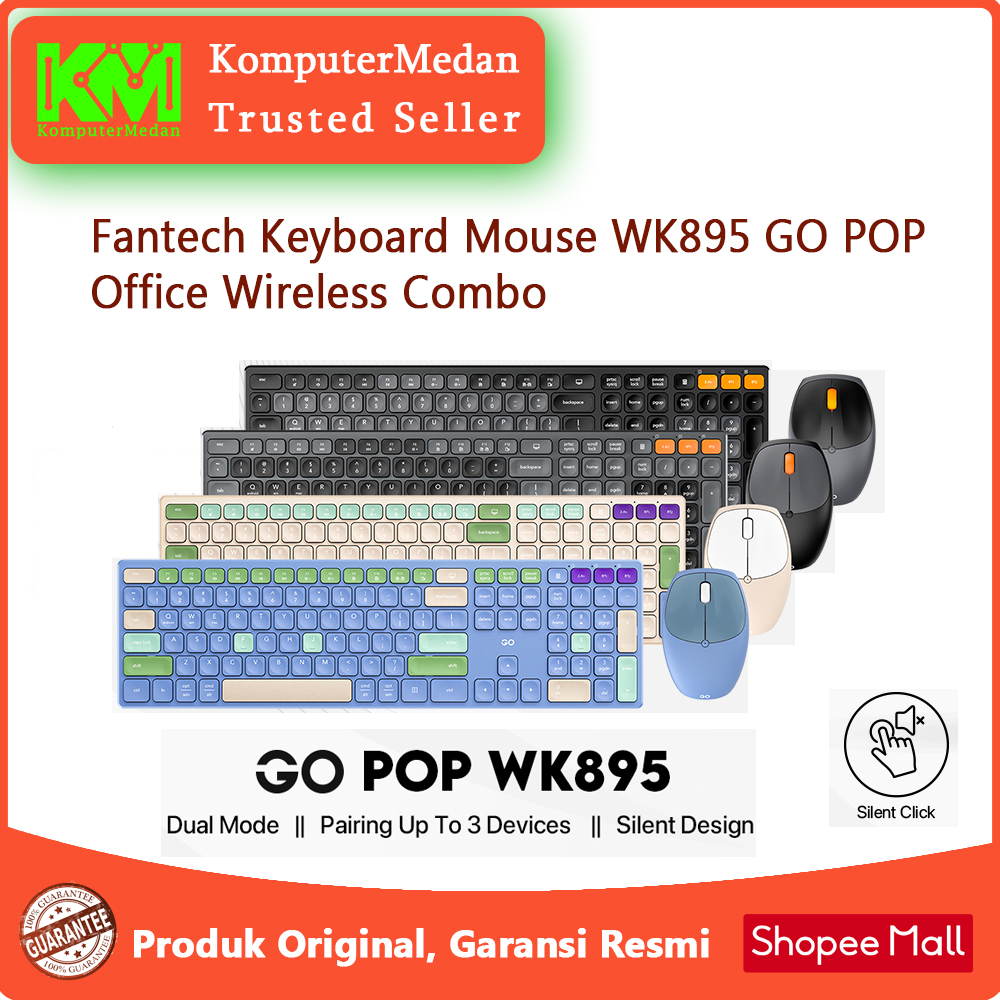 Jual Fantech Keyboard Mouse WK895 GO POP Office Wireless Combo | Shopee Indonesia