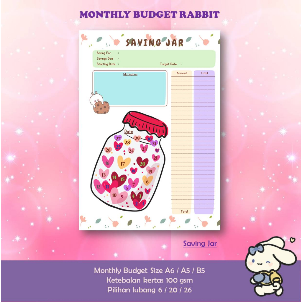 Jual MONTHLY BUDGET Rabbit PLANNER CATATAN KEUANGAN CASHFLOW ...