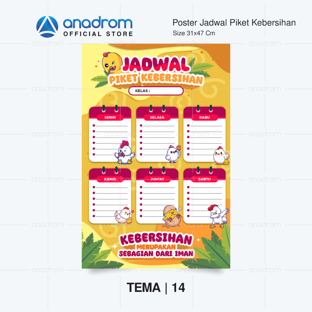 Jual Poster Jadwal Piket Kebersihan Kelas | Poster Piket Kelas | Poster ...