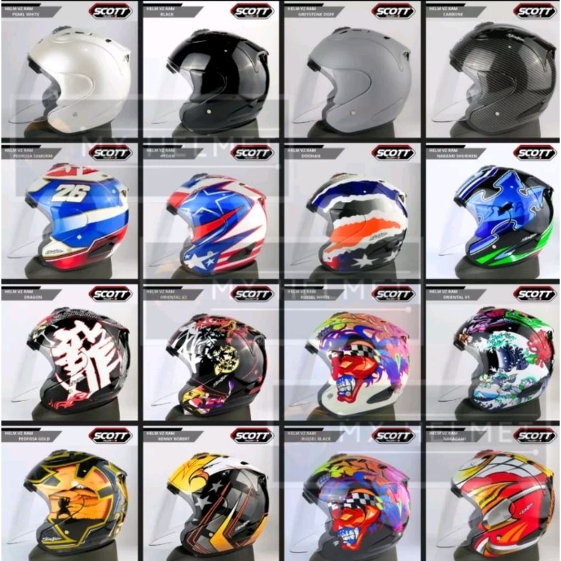 Jual HELM SCOTT VZRAM RAM 4 ORIGINAL SOLID MOTIF HALFFACE SNI | Shopee ...