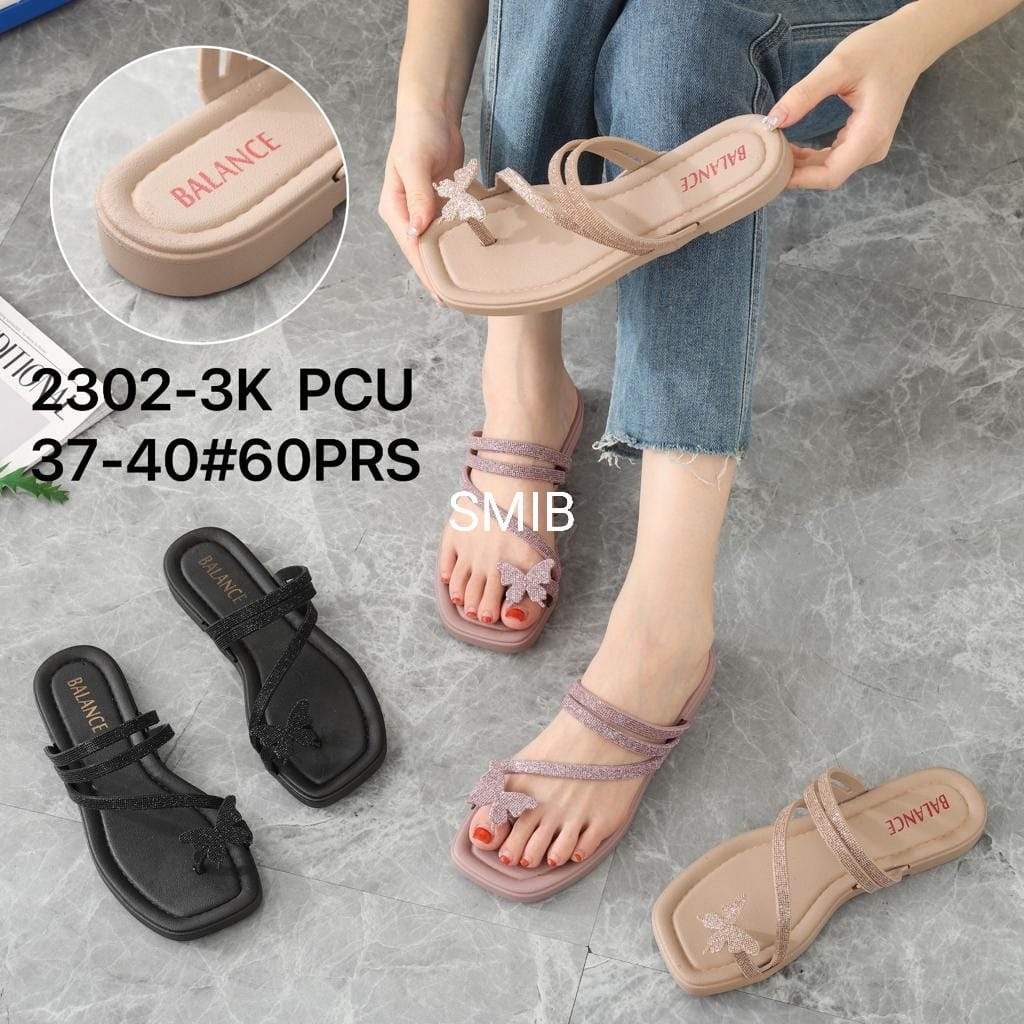 Jual Sandal Jepit Wanita Karet Import BALANCE Motif Silang Kupu Sol ...