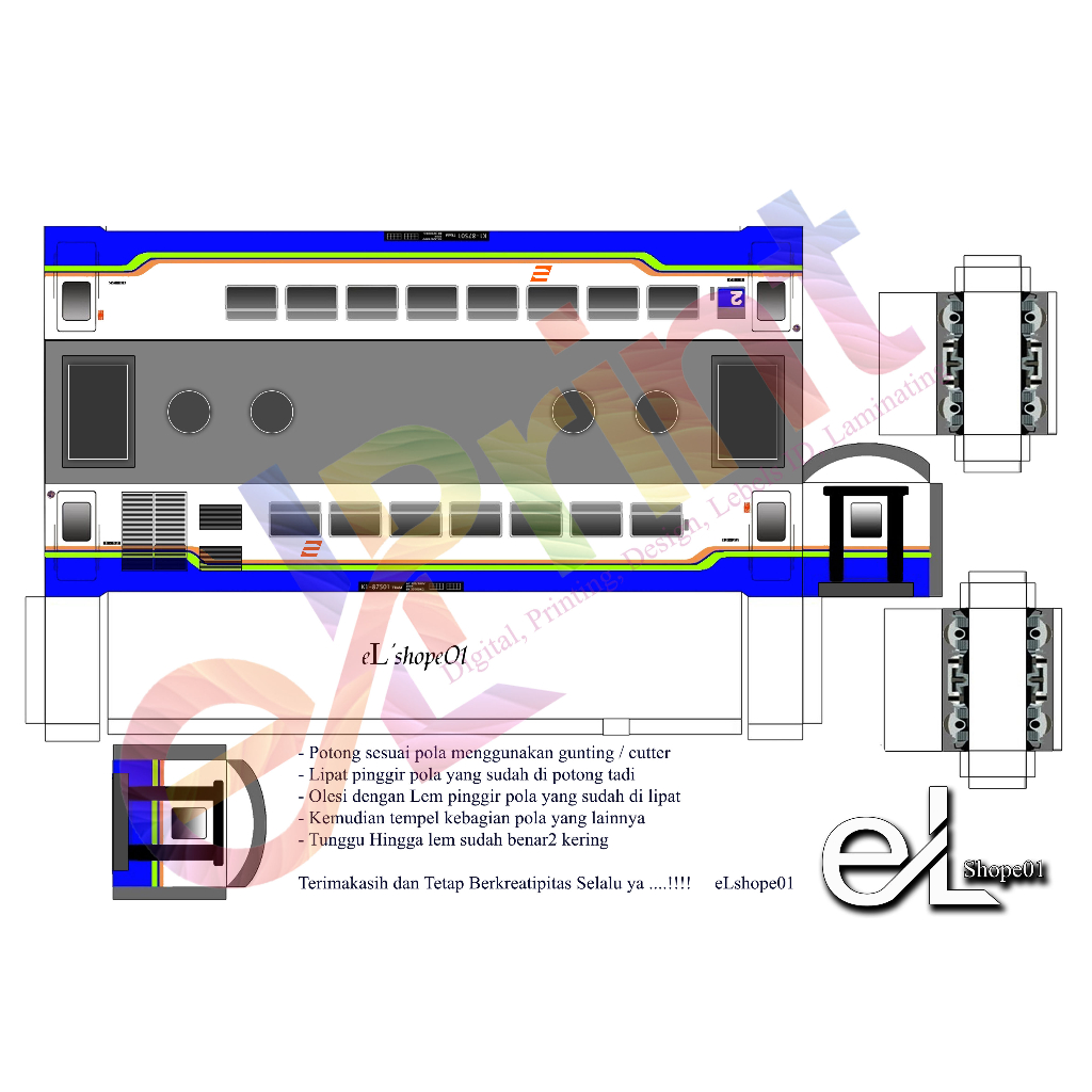 Jual Papercraft Pola Kereta Api Indonesia / Mainan Edukatif Anak ...