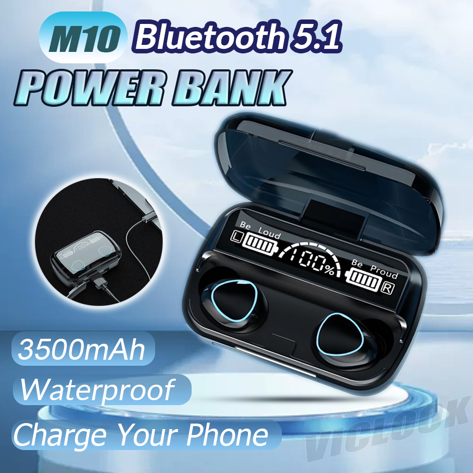 Jual Upgrade TWS Baru M10 F9 M41 LED Headset BluetoothV5.3 with Mic ...