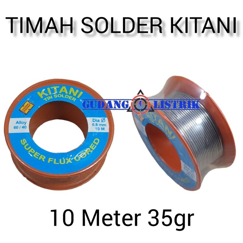 Jual Timah Solder Patri Core Wire Roll 0.8mm 10 Meter Kitani Dengan ...