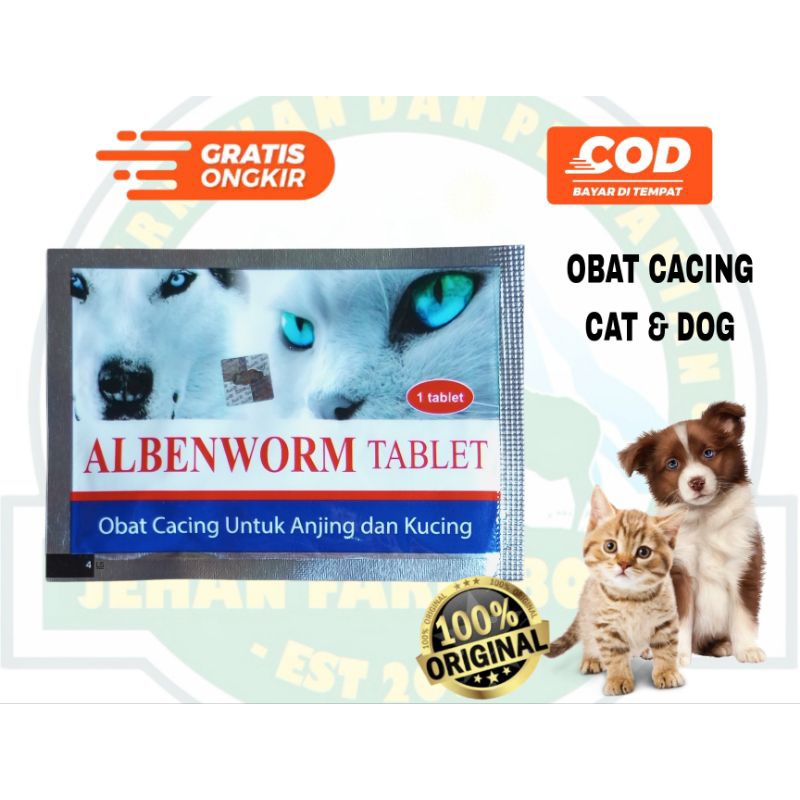 Jual ALBENWORM OBAT CACING UNTUK ANJING DAN KUCING ALBENWORM TABLET ...