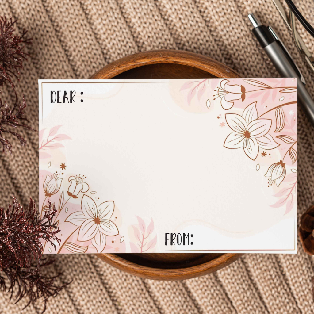 Jual Kartu Ucapan Tema Bunga Estetik Greeting Card Polos Dear Blank ...
