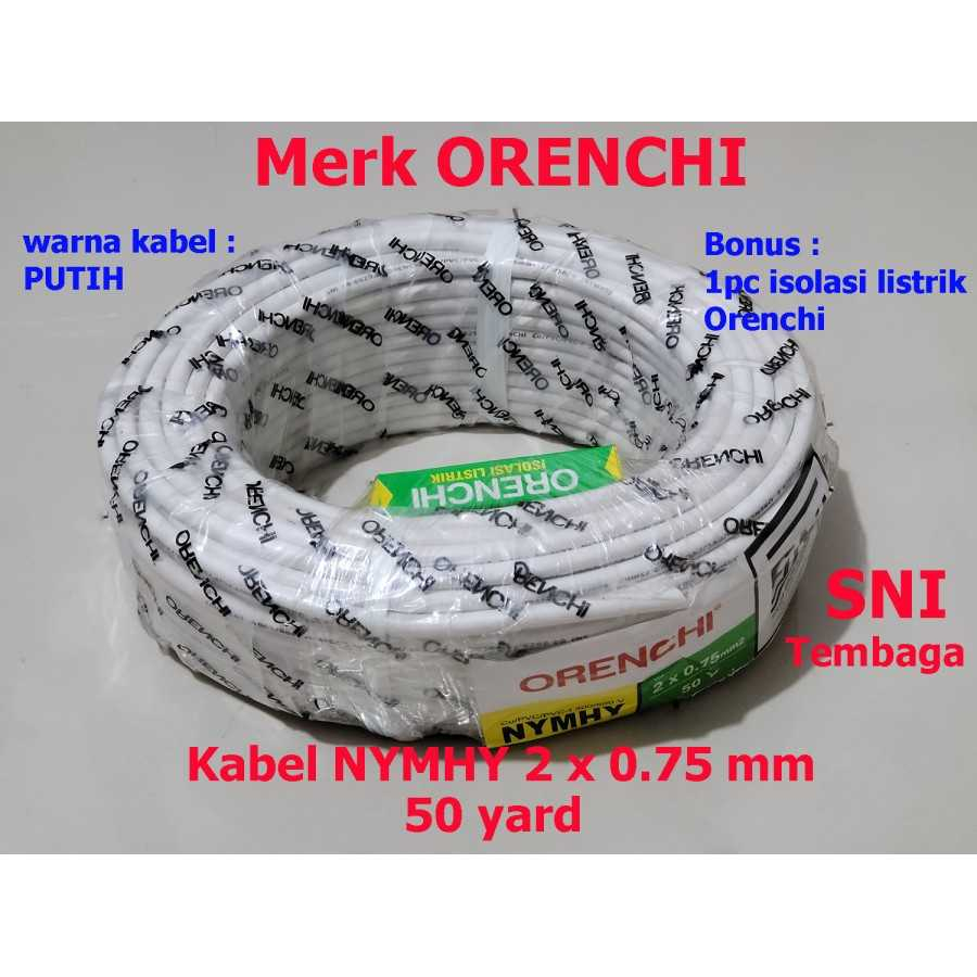 Jual Kabel NYMHY 2x0.75 50 Yard/Kabel Listrik Serabut Orenchi SNI | Shopee Indonesia