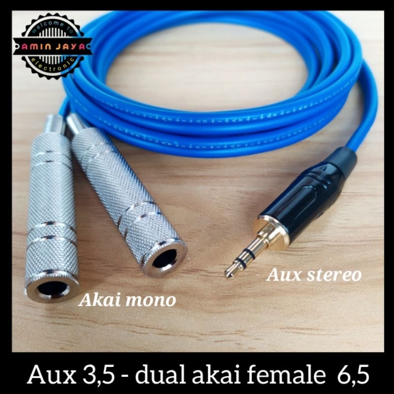 Jual Kabel aux 3,5 to dual female akai mono | Shopee Indonesia