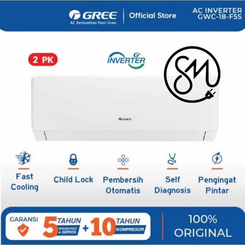 Jual AC Gree 2 PK Inverter Split GWC 18F5S GWC18F5S F5S Series | Shopee Indonesia