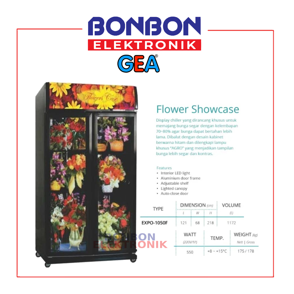 Jual GEA Flower Showcase EXPO-1050F / Showcase 2 Pintu EXPO 1050 F ...