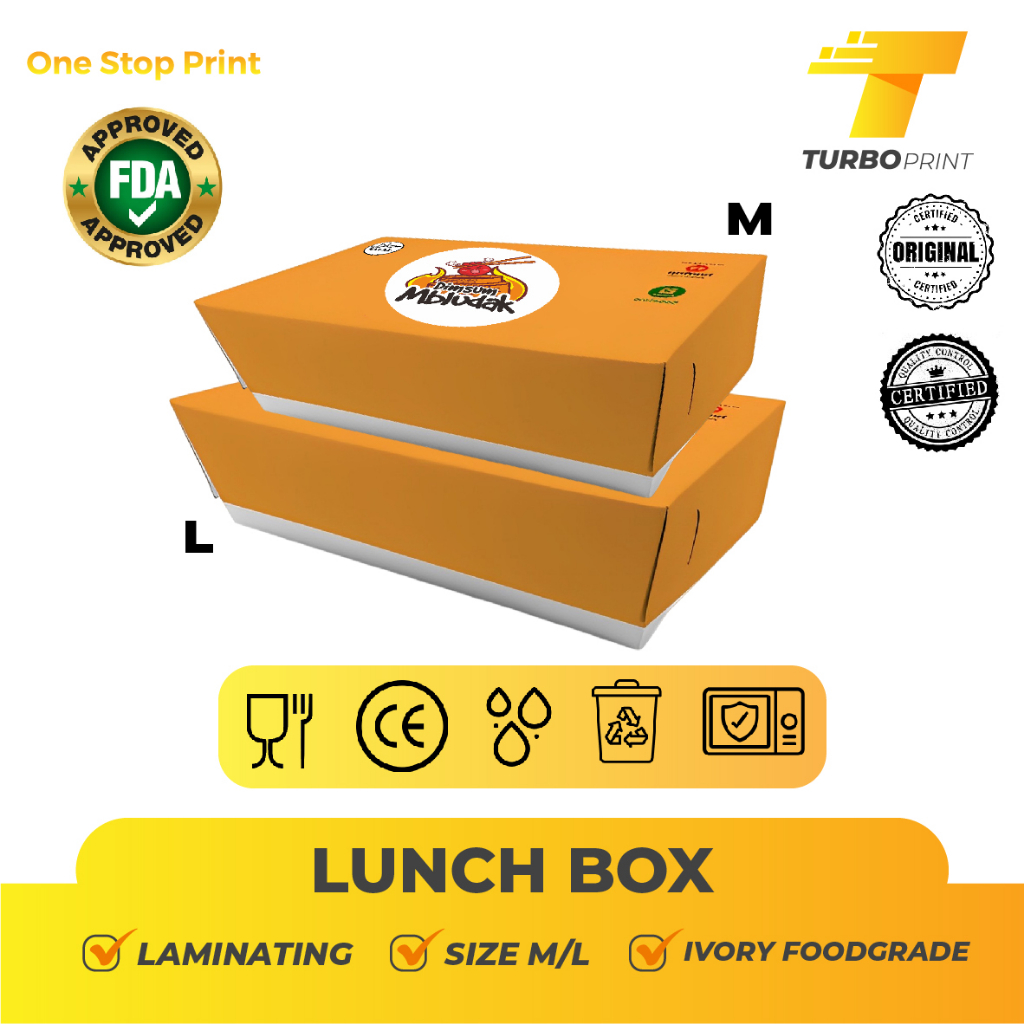 Jual LUNCH BOX CUSTOM / PRINT PAPER LUNCH BOX KERTAS / PREMIUM MEDIUM ...